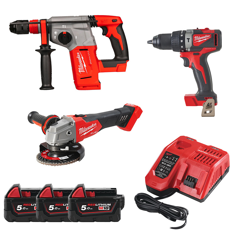 PACK 3 MACHINES MILWAUKEE 18V/5A COMPRENANT: